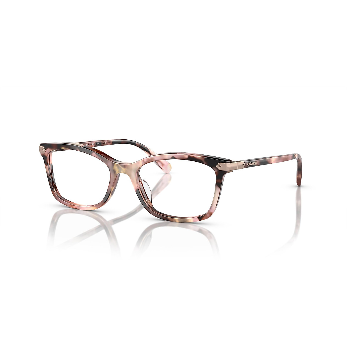 Coach HC6219U Universal Fit Prescription Eyewear Frames, Rose Pearl Tortoise/Demo Lens, 51 mm