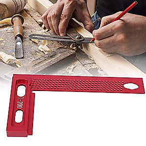 T-200 Woodworking Ruler L Square Ruler Aluminum Alloy Hole Ruler Measuring Tool Wear-Resistant Rust-Proof Portable Crossed-Out Tool Carpenter Scriber Marking Tool