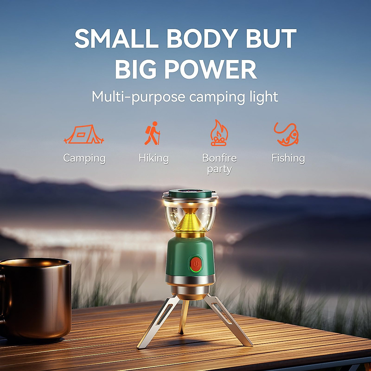 Camping Lantern, Aluminum Alloy Battery Powered Camping Lights, 5 Modes Battery Operated Lantern，Portable Flashlight for Power Outages, Emergency, Hurricane, Hiking