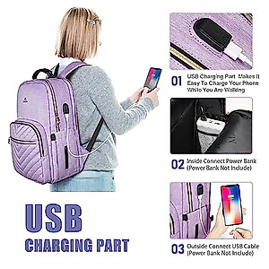 MATEIN 17 Inch Laptop Backpack, Womens Travel Laptop Backpack with RFID Pocket, Large Water Resistant College Teacher Nurse Work Bag Lightweight Daypack Computer Bagpack with USB Charging Port, Purple
