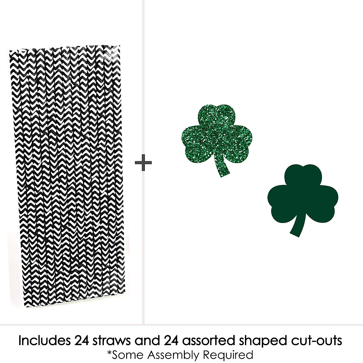 St. Patrick's Day Paper Straw Decor - Saint Paddy's Day Party Striped Decorative Straws - Set of 24