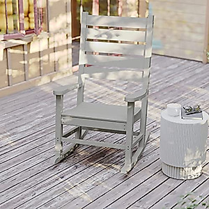 Flash Furniture Manchester Commercial Grade Outdoor Rocking Chair, All-Weather HDPE Indoor/Outdoor Rocker, White