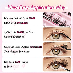 DIY Lash Extension Kit 2 Styles Lash Clusters 132pcs Eyelash Extension Kit D Curl Individual Lashes Wispy 8-16mm Eyelash Clusters Lash Kit with Lash Bond and Seal Lash Tweezers for Eyelash Extension