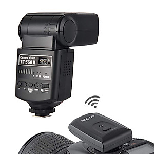 Godox TT560II Wireless 433MHz GN38 Camera Flash Speedlite Light with Built-in Receiver with RT Transmitter Compatible for Canon Nikon Sony Olympus Pentax Fuji DSLR Cameras with Standard Hot Shoe