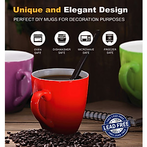 Bruntmor 16 Oz Plain Coffee Mug Set of 6, Large 16 Ounce Ceramic Mugcup Set In Multiple Color, Best Coffee Mug For Your Birthday Gift