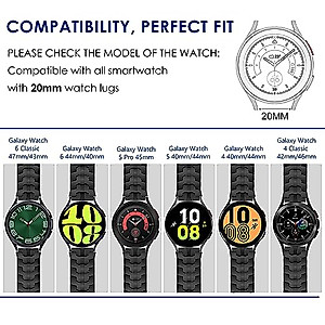 WINGLE for Galaxy Watch 5 Band Pro 45mm 44mm, Galaxy Watch 6 Band Classic 47mm 43mm 44mm 40mm, Samsung Galaxy Watch 4 Band Classic 46mm 42mm for Men Galaxy Watch 3/Gear S2 20mm Metal Bands, Black