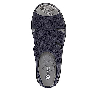 BZees Womens Daytona Slip-On Wedge Sandal Navy Blazer 10 W