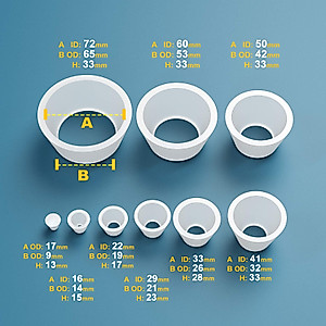 Ks-Tek Rubber Silicone 9 Count Buchner Funnel Flask Adapter Set,Filter Adapter Cones Set,Tapered Collar 9 Sizes,9pcs (Translucent,Silicone)