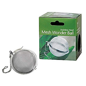 HIC Loose Tea Leaf Strainer and Herbal Infuser, 18/8 Stainless Steel, Mesh Tea Ball, 3-Inch