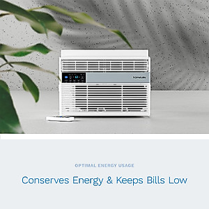 hOmeLabs 6,000 BTU Window Air Conditioner with Smart Control – Low Noise AC Unit with Eco Mode, LED Control Panel, Remote Control, and 24 hr Timer