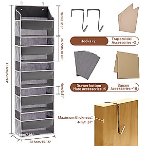 YOUDENOVA Over the Door Organizer, 5-Shelf Door Storage for Bathroom, Dorm, College, Hanging Door Organizer, Baby Organizer for Diapers 1 Pack, Grey