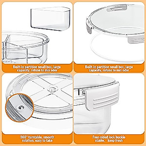 caktraie Condiment Tray [with 360° Rotating Tray Turntable] Stainless Steel 5 Spoons, 5 Forks and 1 Clip, Bar Ice Fruit Holder, Condiment Server, Compartment Tray with Lid