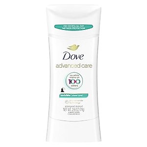 Dove Advanced Care Antiperspirant Deodorant Stick Sheer Cool Anti-stain antiperspirant deodorant for soft underarms All-day sweat and 72-hour odor protection 2.6 oz