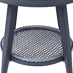 24/7 Shop at Home Finegan Mid-Century Modern Aluminum 3-Piece Bistro Set with Removable Cushions for Outdoor Kitchen, Patio, Pool Area, Gray