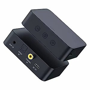 Bysimilai Bluetooth 5.0 Transmitter for TV/PC to Wireless Headphone, Digital Optical Bluetooth Audio Adapter aptX Low Latency, HD Sound (Optical, 3.5mm AUX, Coaxial, TF Card) -Type C Power Supply