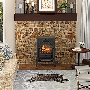 Electric Fireplace Stove with Realistic Flame Effects, 16" Infrared Fireplace Heater Freestanding, Adjustable Brightness and Thermostat, Overheating Safe Design, 1000W/1500W