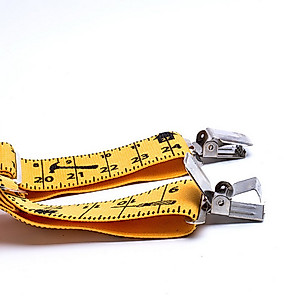 Mens Suspenders 2" Wide Adjustable and Elastic Braces X Shape with Very Strong Clips - Heavy Duty tape measure suspenders for men (Rule)