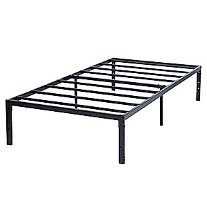 Tidyard Metal Bed Frame Twin Size Single Platform Mattress Base,Metal Tube(twinsize, Black) No Box Spring Needed for Bedroom Dorm Guest Room Home Furniture