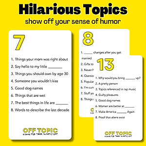 OFF TOPIC Party Game for Adults - Fun Adult Board Games for Groups of 2-8 Players - Hilarious Game Night Card Game for Friends, Family & More