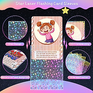 200 PCS Star Laser Flashing Trading Card Sleeves, Holographic Photocard Sleeves Kpop Card Protector for Cards Sports Cards