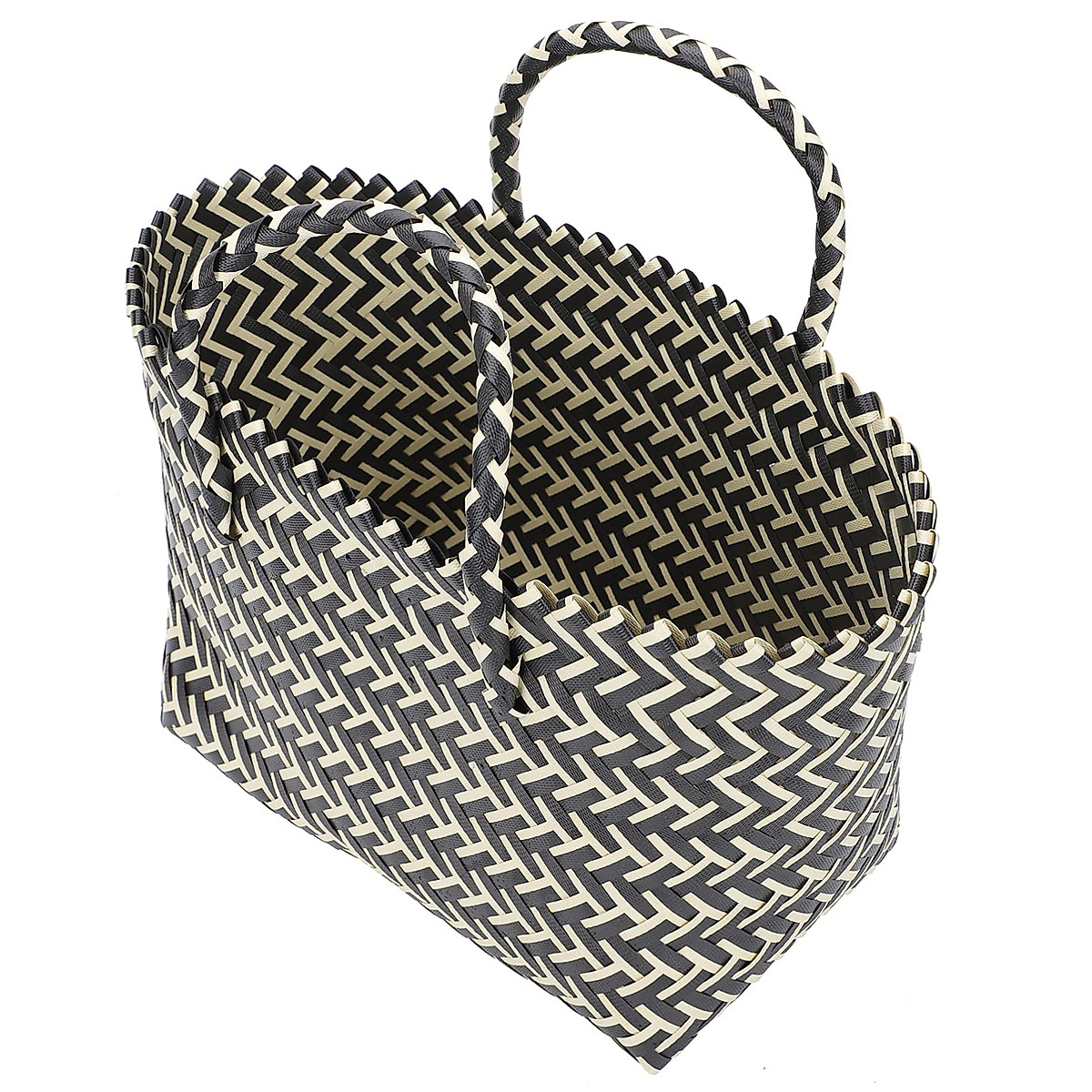 Cabilock Women's Clutch Handbags Summer Rattan Bag Straw Tote Bags Handbags Moroccan Market Basket French Wicker Basket Fruit Vegetables Shopping Bag with Handle for Beach Summer Black Beach Tote