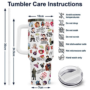 34HD Movie Character Tumbler with Handle & Straw, 40oz Stainless Steel Vacuum Insulated Actor Mug, Movie Themed Cups, Actor Gifts for Women on Birthday Mothers Day Christmas