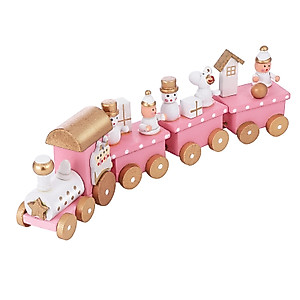 Wooden Train Small Train Christmas Toy Train Mini Train Christmas Train Four Section Train Xmas Train Toy Train for Kids Train Toy Kids Playing Train Desktop Train 4 Section Train