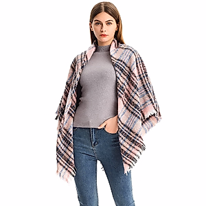 vxsvxm Winter Oversized Women's Scarves Plaid Scarf Tartan Shawl Wrap Blanket Scarf Warm Tassels Pashmina Scarf