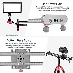 NEEWER 16"/40cm Carbon Fiber Camera Slider, Lightweight Rail Dolly Track Slider with 4 Bearings, Phone Clip, Compatible with Mirrorless Camera iPhone 13 13 Pro 13 Pro Max, Max Load 2.2lb/1kg, VS-CF50