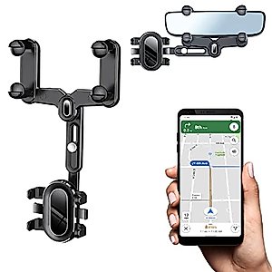 TSR HOME Rearview Mirror Phone Holder for Car, 360° Rotating Rear View Mirror Phone Mount, Multifunctional PhoneUniversal Car Phone Holder for All Smartphones