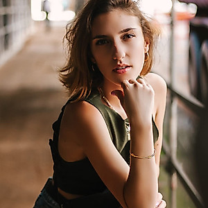 CIUNOFOR Bracelet for Women and Men Silver Gold Rose Gold Cable Inspired Antique Stainless Steel Twisted Cuff Bangle Adult Jewelry (Gold)