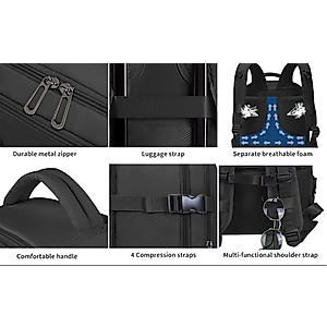 Travel Backpack for Women Men, Airline Approved Carry On Luggage Backpacks for Travel, Waterproof Laptop Backpack School Backpack Casual Daypack Hiking Backpack with USB Charging Port Shoe Compartment