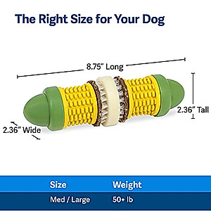 PetSafe Busy Buddy Cravin’ Corncob Dog – Treat Ring Holding Chew Toy – BPA Free Rubber – Butter Scented – Interactive Pet Puzzle for Boredom or Separation Anxiety – Small to Large Dogs