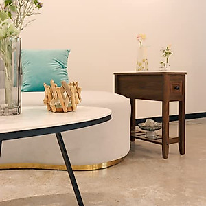 LUSUOWLZ 2 Pack Chairside Narrow End Table with Drawer, Solid Recliner Side Table with Storage Shelf, Slim Nightstand Bedside Table for Bedroom