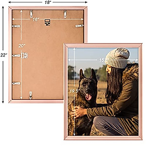KSROECUD 16x20 Frames Set of 2 with High Definition Plexiglass, 16x20 Picture Frames for Wall, Rose Gold