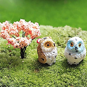 DOITOOL 8pcs Miniature Owl Animal Figurines Miniature Garden Ornaments Fairy Garden Figurines Bonsai Micro Landscape Decoration