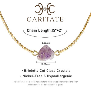 CARITATE Raw Amethyst Necklace Purple Necklace for Women as Spiritual Gifts - February Birthstone Natural Crystal Necklace as Healing Gifts for Women - Real Crystal Gemstone Jewelry Necklace