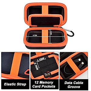 Case Compatible with SanDisk Extreme Pro/for SanDisk Portable SSD 1TB 2TB 4TB 500GB External Solid State Drive, Travel Storage Holder Bag for 2 SSD and Memory Card SD Card -Orange (Box Only)
