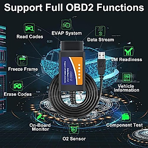 FORS-can ELM327 OBD2 USB Adapter for Windows, ELMconfig Scanner Diagnostic Coding Tool with MS-CAN/HS-CAN Switch for Ford Lincoln Mazda Mercury Series Vehicles