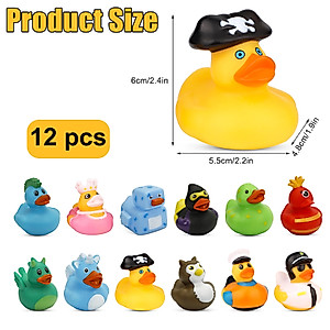Creative Rubber Ducks, 12 Pack Assorted Rubber Ducks Bath Toys Funny Rubber Duckies for Kids Duck Toy Floating Bathtub Toys for Kids Baby Shower Party Favors Christmas Collection (12 Styles)