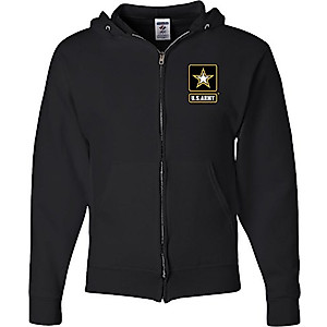 Buy Cool Shirts Mens US Army Pocket Print Full Zip Hoodie, Black, XL