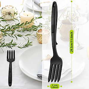 2 Pcs Silicone Flexible Fork Silicone Fork Heat-Resistant Cooking Fork Dishwasher Safe Blending Fork Kitchen Non Stick Fork Ultimate Fork for Mix Ingredients, Mash Food, Whisk Eggs (Black)