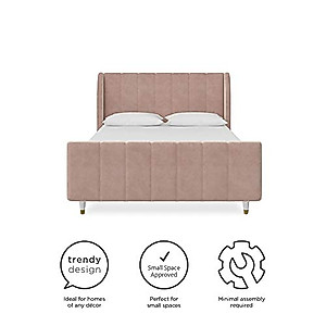 Little Seeds Valentina Kids' Full Upholstered Bed, Pink Velvet