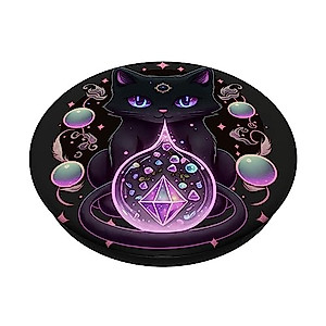 Goth Witchy Black Cat Crystal Alchemy Kawaii Pastel PopSockets Standard PopGrip
