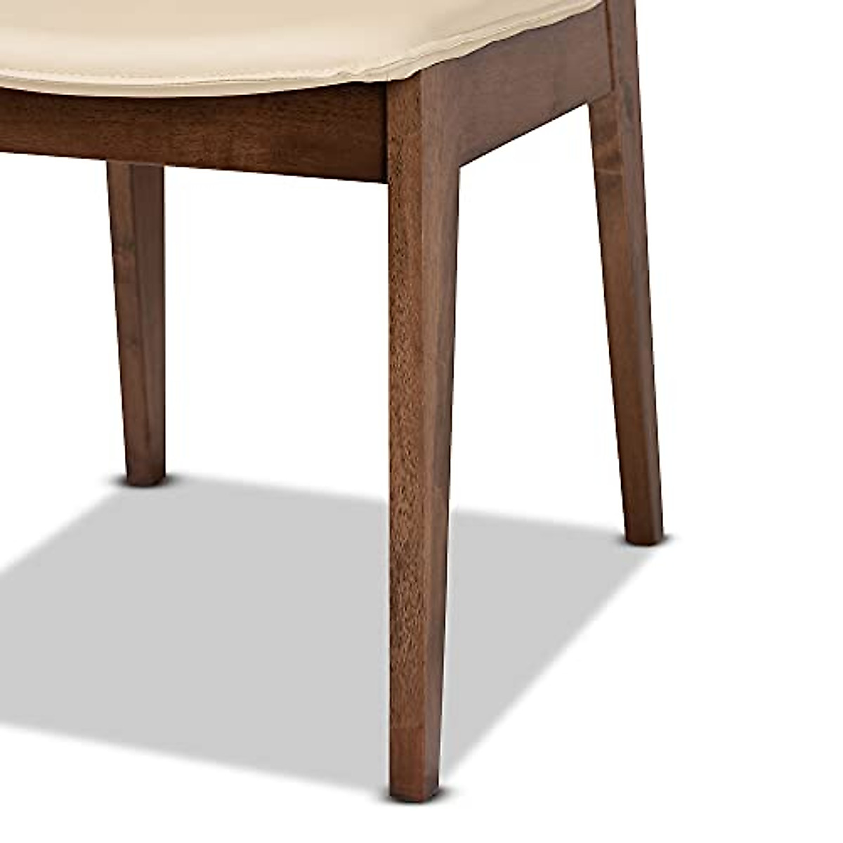 Baxton Studio Afton Dining Chair Set Beige Faux Leather Upholstered and Walnut Brown Finished Wood 2-Piece Dining Chair Set