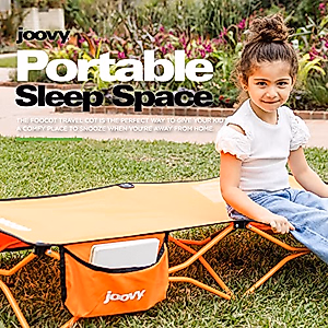 Joovy Foocot Travel Cot Featuring a Steel Frame and Tough Polyester Fabric, Storage Pocket, and Easily Folds into Included Travel Bag – Holds Kids Up to 48” Tall or 75 Lbs (Pink)