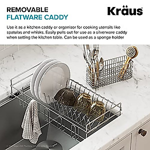 Kraus KDR-3 Kore Kitchen Sink Dish Drying Rack Drainer and Utensil Holder, 17 inch, Silver
