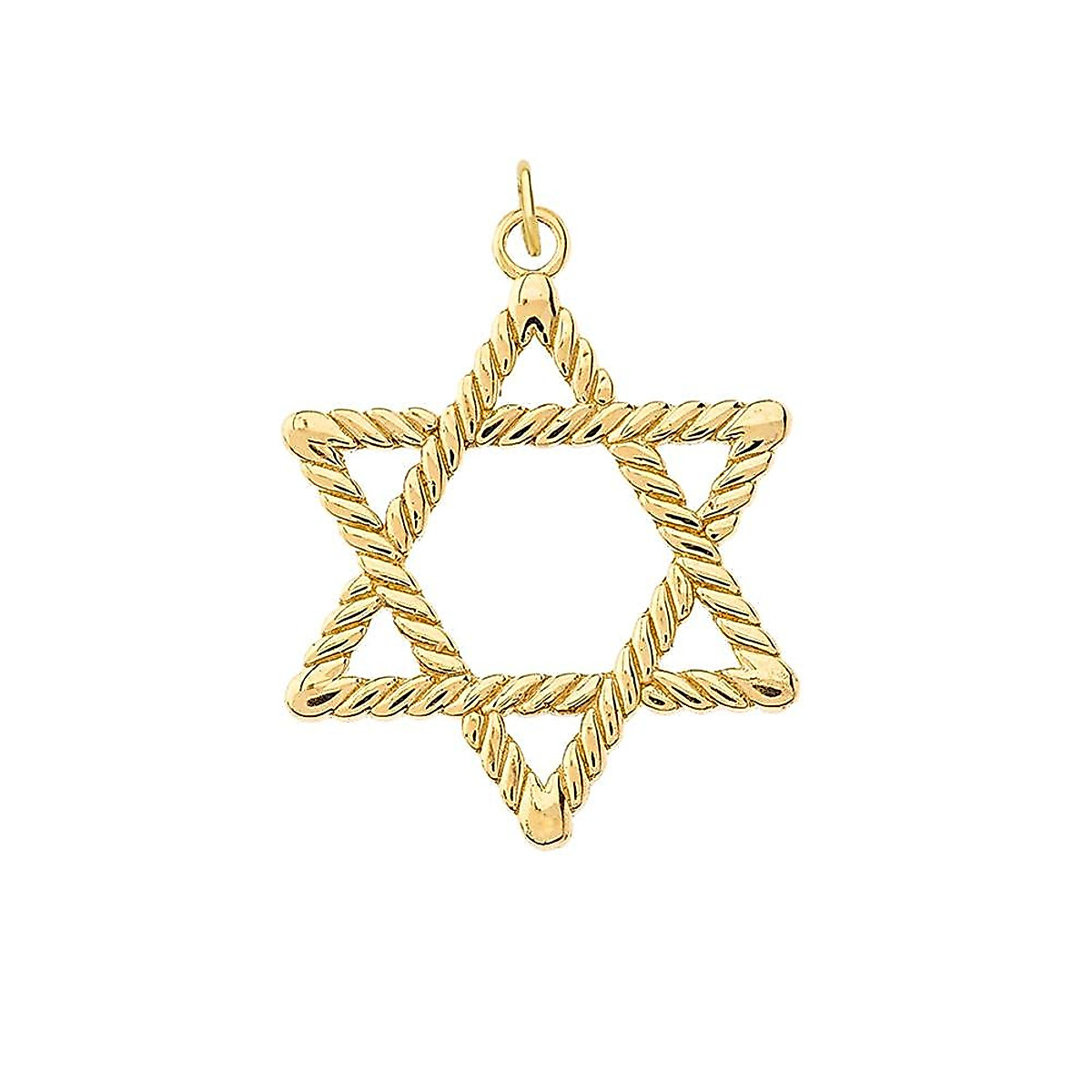 Takar 10k Solid Gold Star Of David Pendant in Rope-Style, Jewish Star Charm, Star Of David Pendant For Men And Women, Elegant Jewish Religious Gifts Made In USA.
