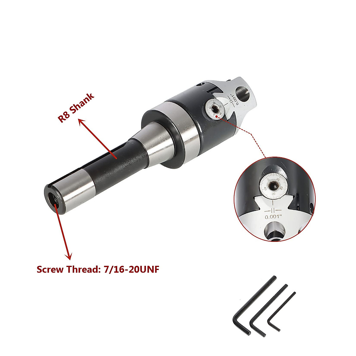 findmall 1Pc Boring Head Precision 1/2 Inch R8 Shank 7/16-20 UNF