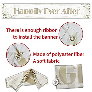 Happily Ever After Large Banner, Princess Theme Wedding Banner, Wedding Anniversary Party Decorations Supplies, Indoor Outdoor Backdrop 8.9 x 1.6 Feet